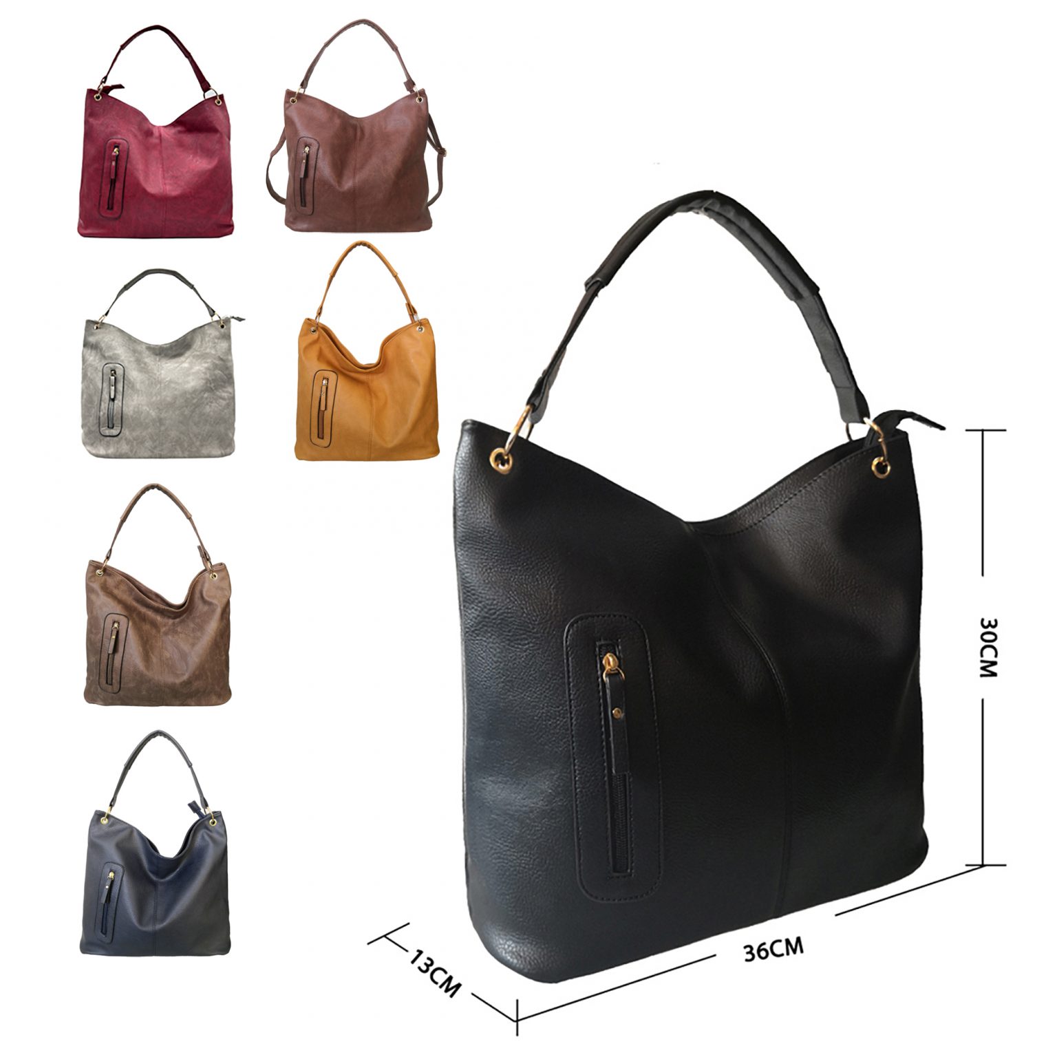 Nattie Side Zip Slouch Bag - JC Unique